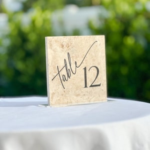 Marble Stone Table Numbers | Wedding Unique Signage | Custom Layered ...