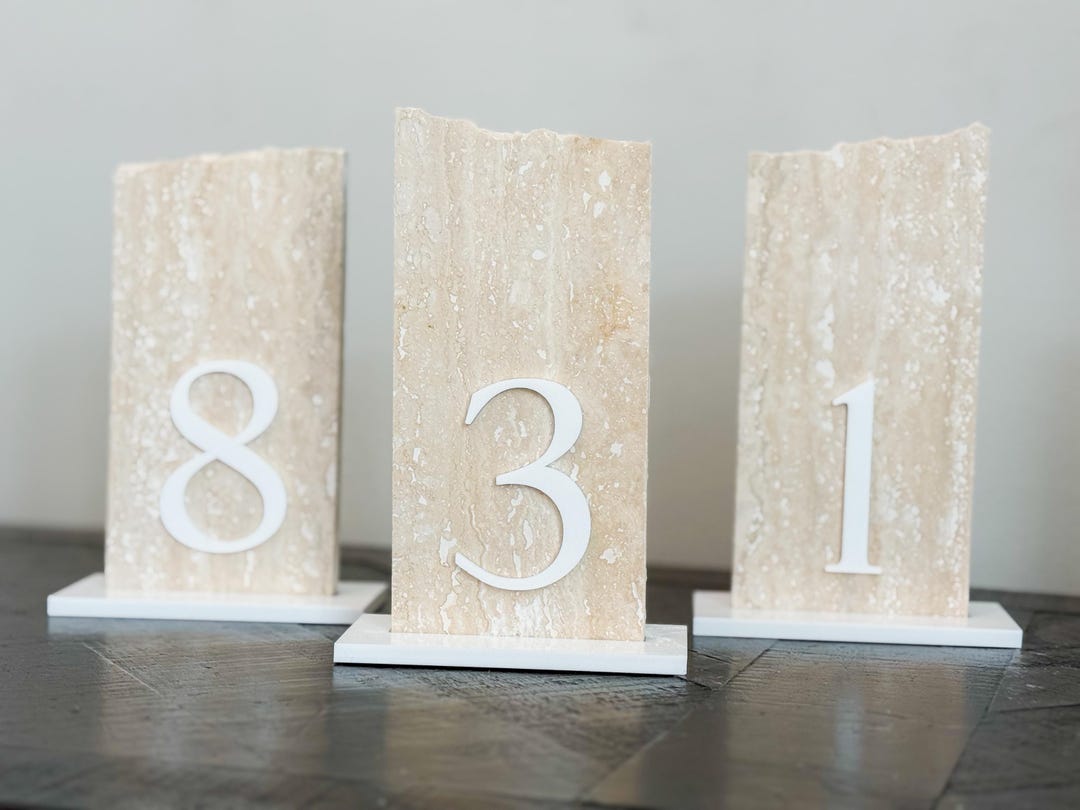 3D Travertine Stone Table Numbers | Wedding Unique Signage | Custom ...