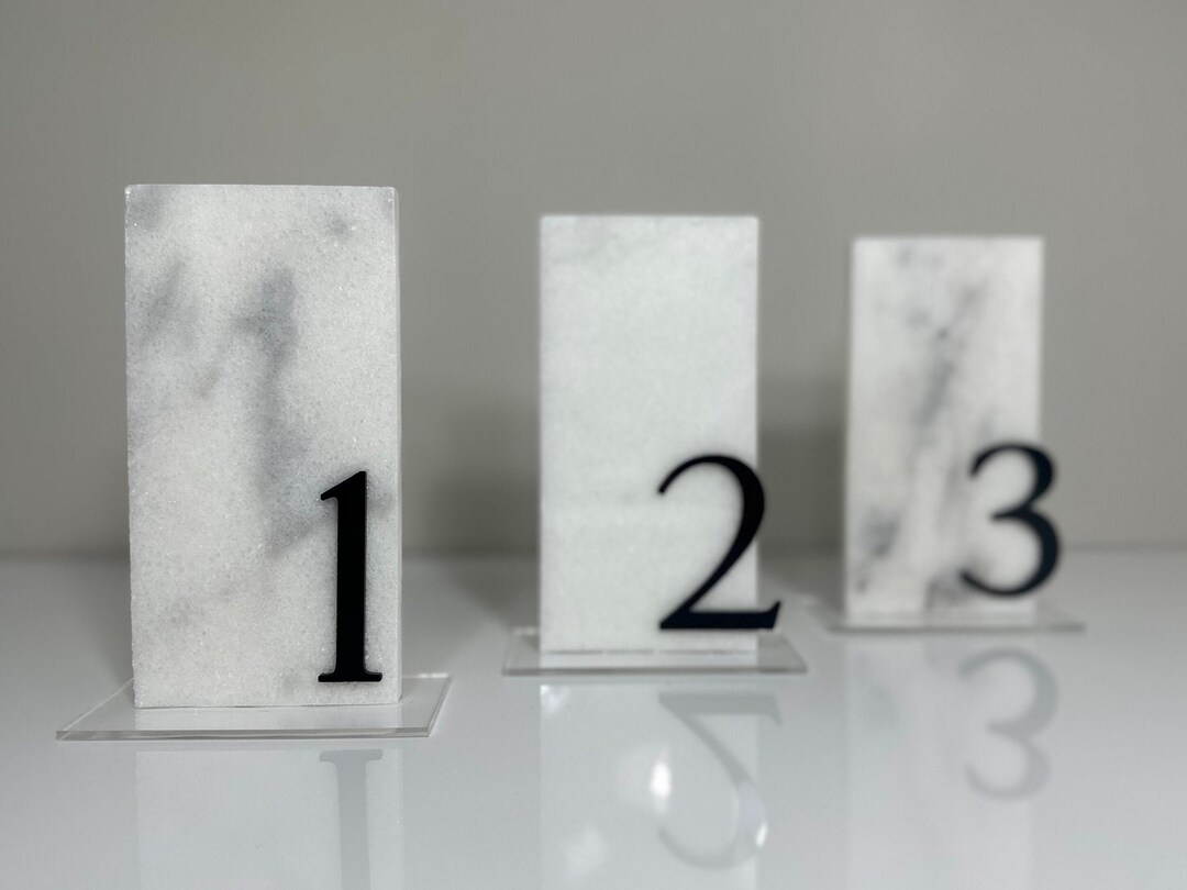 3D Marble Stone Table Numbers Wedding Unique Signage Custom Layered ...