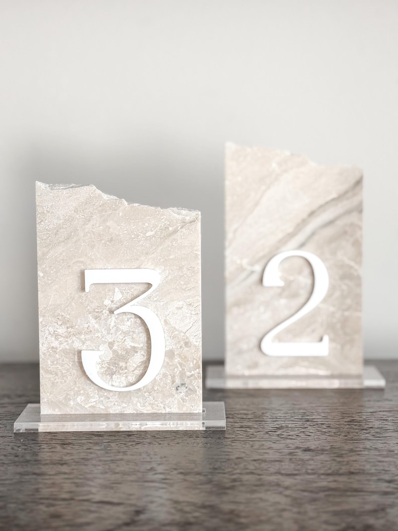 3D Marble Stone Table Numbers | Wedding Unique Signage | Custom Layered ...