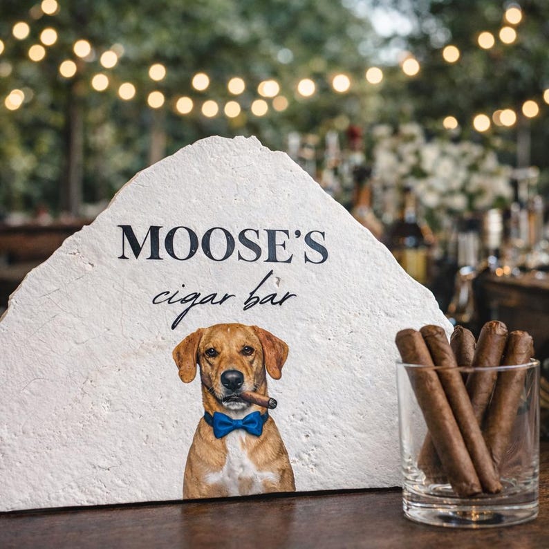 Custom Dog Cigar Bar Sign | Wedding Cigar Bar Decor | Personalized ...