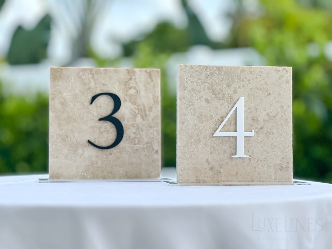 3D Marble Stone Table Numbers | Wedding Unique Signage | Custom Layered ...