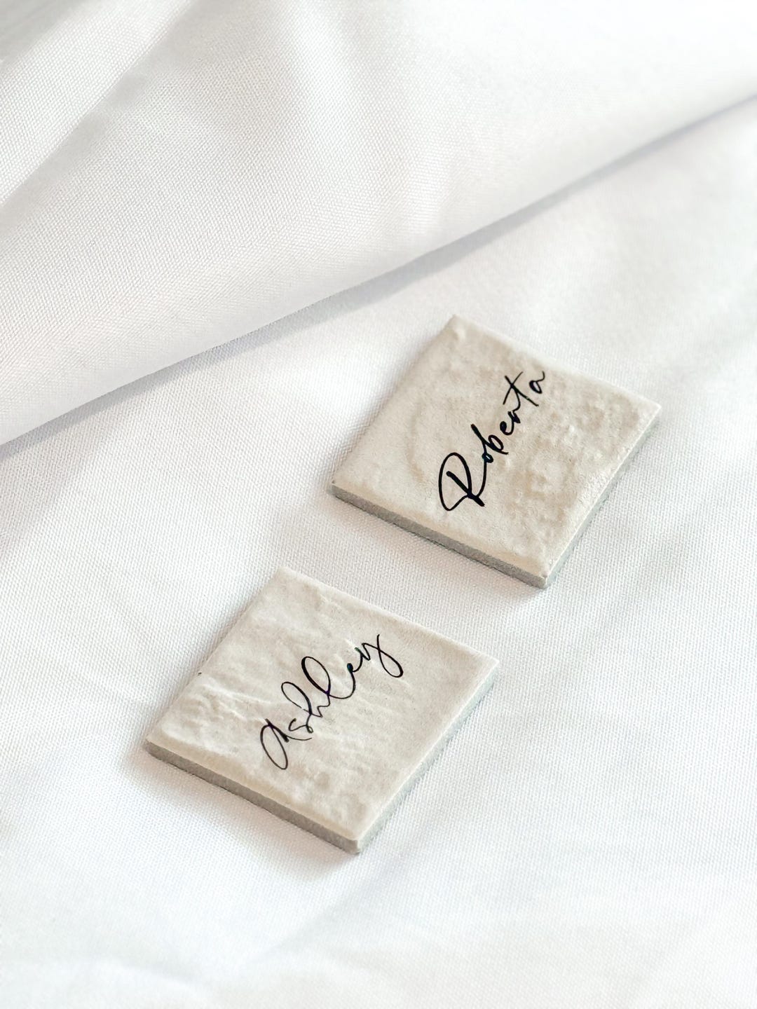 Porcelain Matte Stone Place Card Settings | Square Name Tags | Stone ...