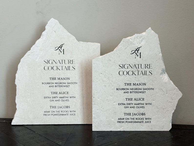 Marble Stone Bar Sign | Wedding Unique Signage | Menu Sign | Drink Sign ...