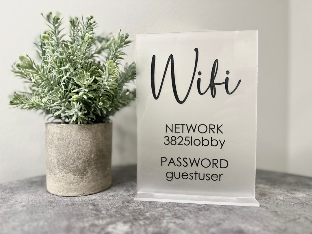 Wifi Acrylic Sign With Stand, Username and Password Sign, Home Decor ...