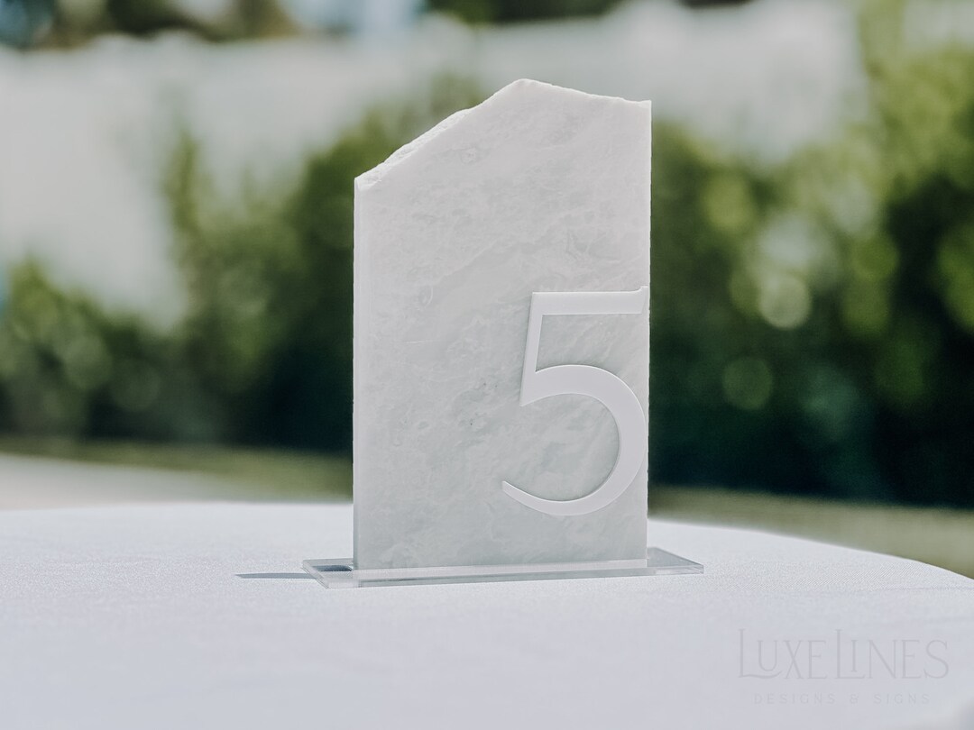 3D Marble Stone Table Numbers | Wedding Unique Signage | Custom Layered ...