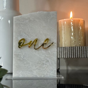 3D Marble Stone Table Numbers Wedding Unique Signage Custom Layered ...