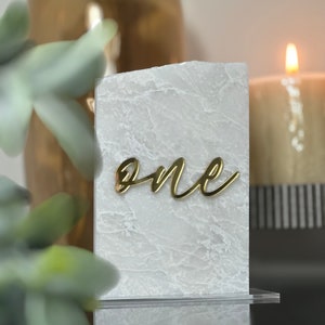 3D Marble Stone Table Numbers Wedding Unique Signage Custom Layered ...