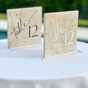 Marble Stone Table Numbers | Wedding Unique Signage | Custom Layered ...