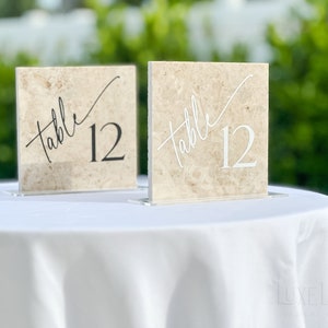 Marble Stone Table Numbers | Wedding Unique Signage | Custom Layered ...