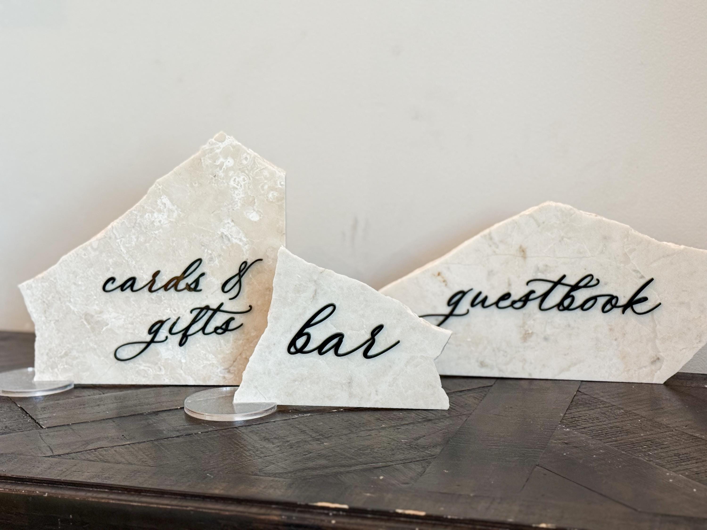 Marble 3D Cards & Gifts | Guestbook | Bar Table Sign | Modern Wedding ...