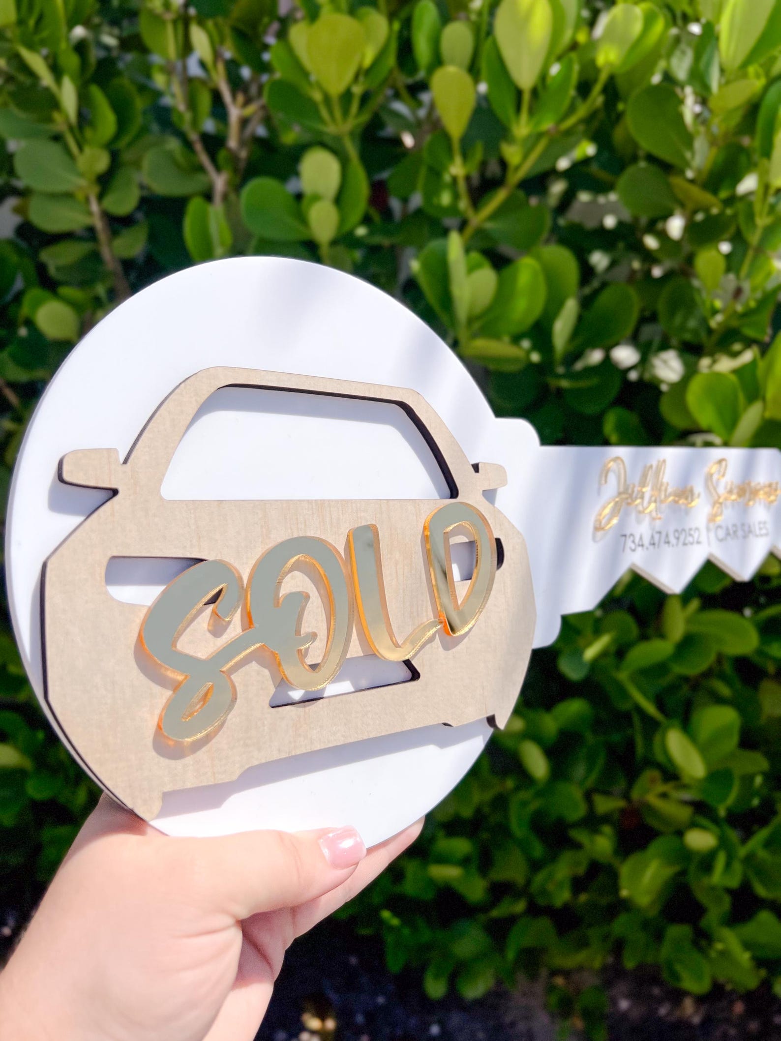 Personalized Car Sales Key Sign: Acrylic & Wood Closing Prop - Etsy
