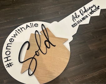 Personalized Realtor Key | Realtor Wood Key Sign | Sold Sign | Realtor ...