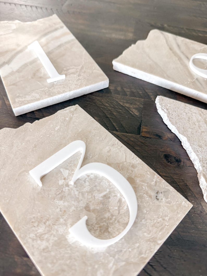 3D Marble Stone Table Numbers | Wedding Unique Signage | Custom Layered ...