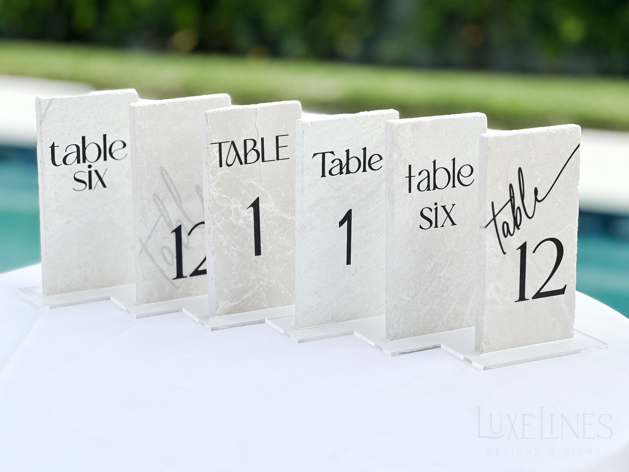 Marble Stone Table Numbers | Wedding Unique Signage | Custom Layered ...