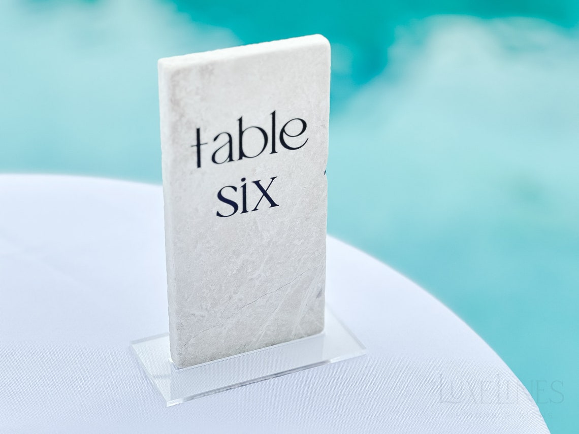 Marble Stone Table Numbers | Wedding Unique Signage | Custom Layered ...