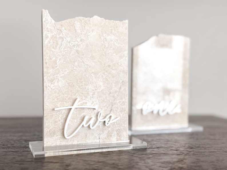 3D Marble Stone Table Numbers | Wedding Unique Signage | Custom Layered ...