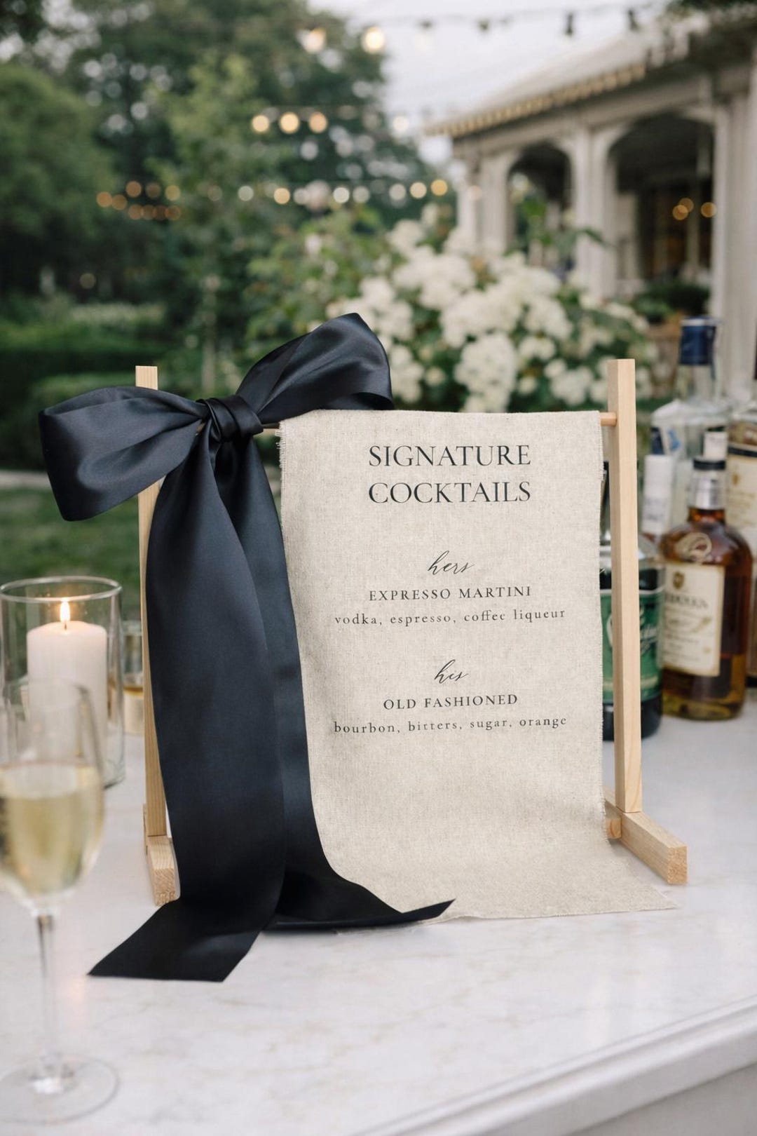 Signature Cocktails Wedding Bar Sign | Linen Drink Menu | Modern ...