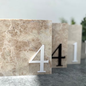 3D Marble Stone Table Numbers Wedding Unique Signage - Etsy