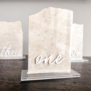 3D Marble Stone Table Numbers | Wedding Unique Signage | Custom Layered ...