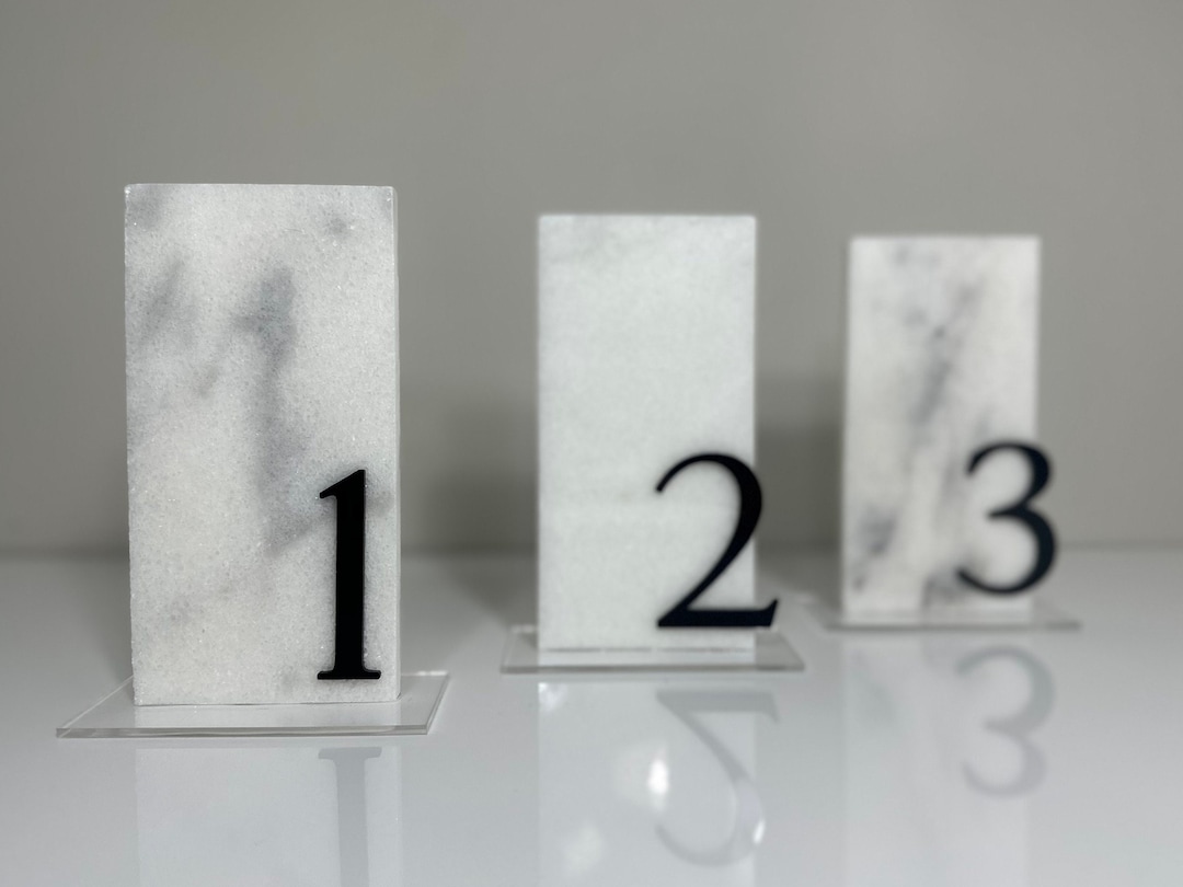 3D Marble Stone Table Numbers Wedding Unique Signage Custom Layered ...