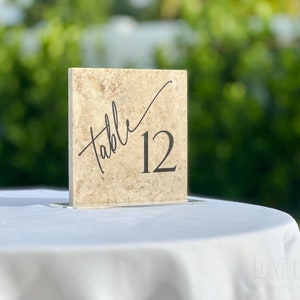 Marble Stone Table Numbers | Wedding Unique Signage | Custom Layered ...