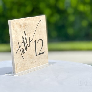 Marble Stone Table Numbers | Wedding Unique Signage | Custom Layered ...