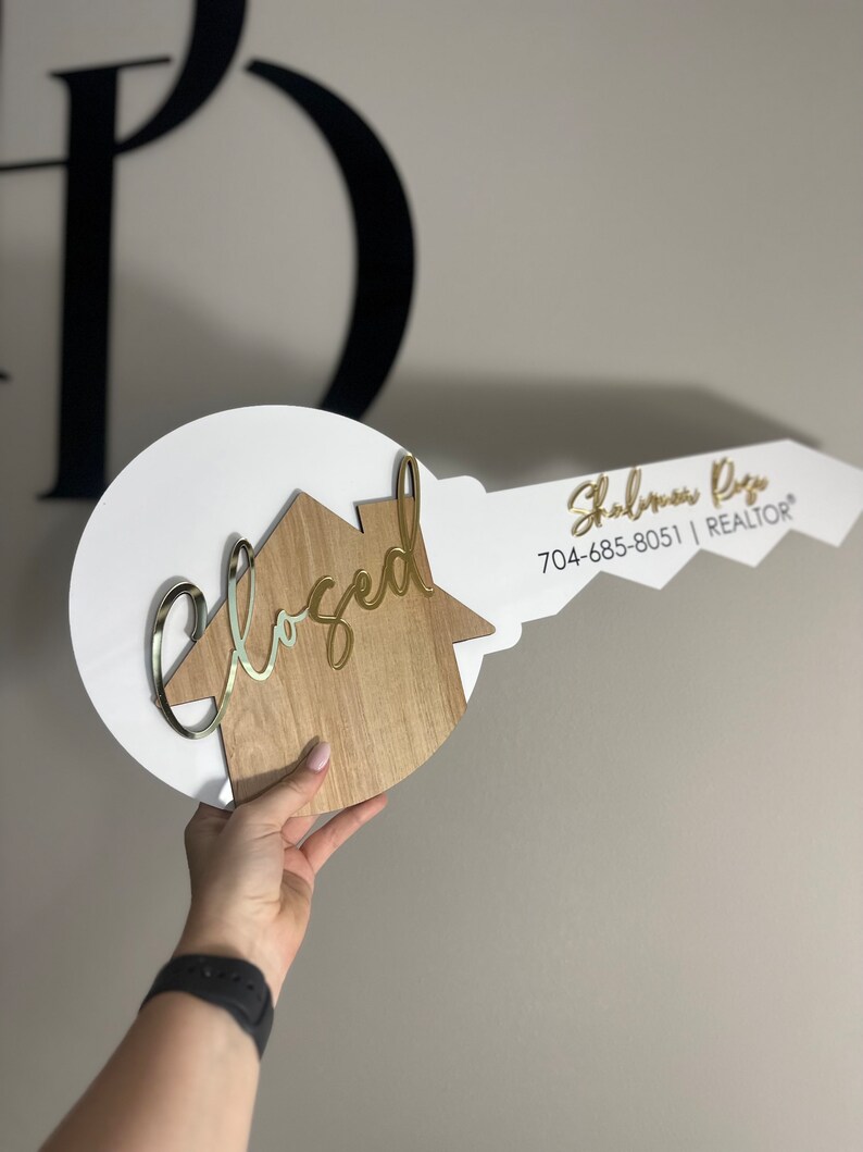 Personalized Realtor Key | Closing Realty | House Sold Acrylic and Wood ...