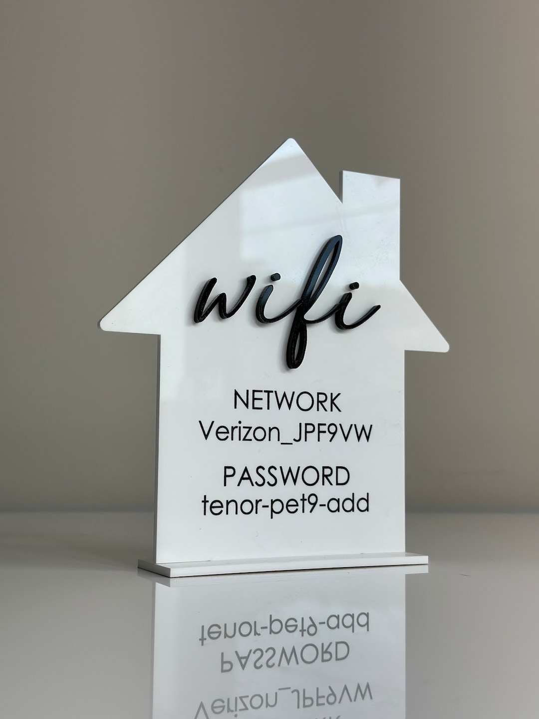 3D Wifi Acrylic Sign With Stand | Username and Password Sign | Home ...