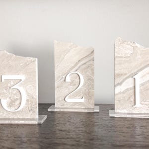 3D Marble Stone Table Numbers | Wedding Unique Signage | Custom Layered ...