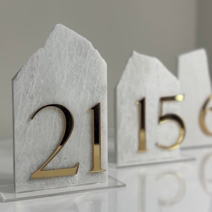3D Marble Stone Table Numbers Wedding Unique Signage - Etsy