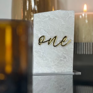 3D Marble Stone Table Numbers Wedding Unique Signage Custom Layered ...