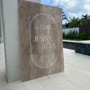 Faux Stone Wedding Welcome Sign With Standoffs |minimalist Modern ...