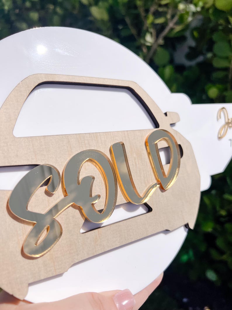 Personalized Car Sales Key Sign: Acrylic & Wood Closing Prop - Etsy