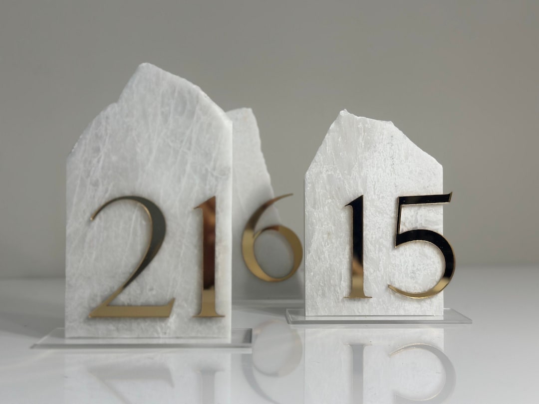 3D Marble Stone Table Numbers | Wedding Unique Signage | Custom Layered ...