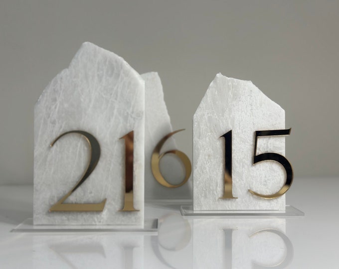 3D Marble Stone Table Numbers Wedding Unique Signage Custom Layered ...
