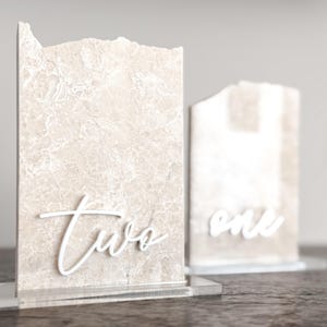 3D Marble Stone Table Numbers | Wedding Unique Signage | Custom Layered ...