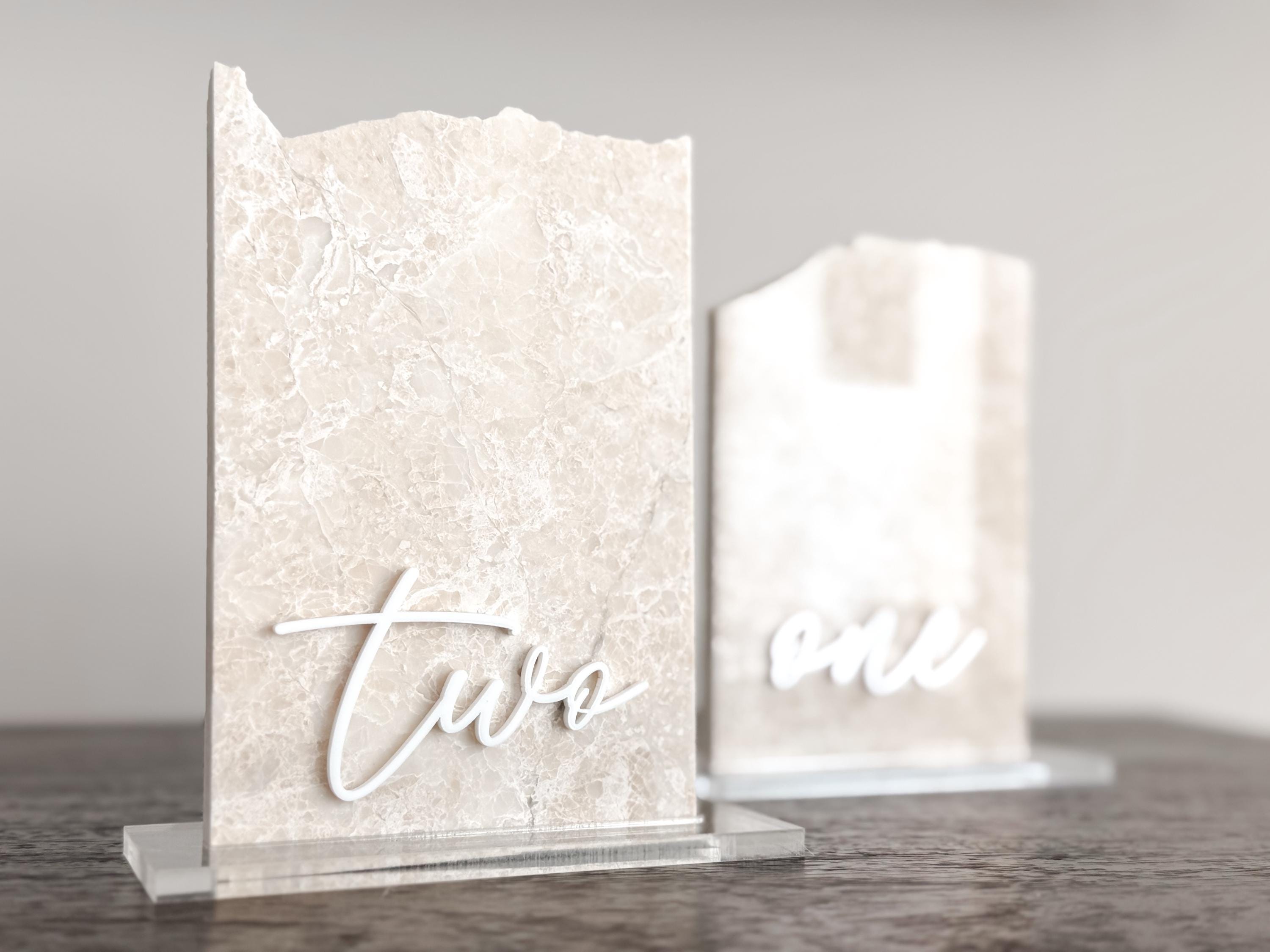 3D Marble Stone Table Numbers | Wedding Unique Signage | Custom Layered ...