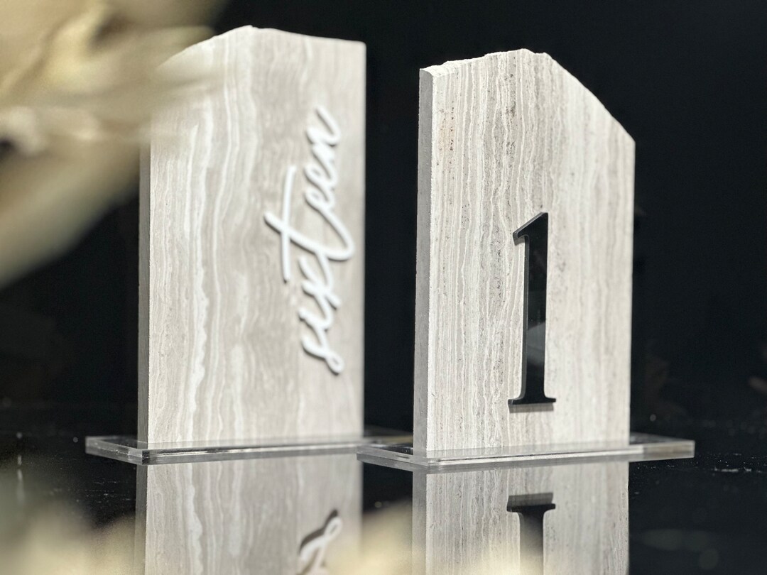 3D Marble Stone Table Numbers | Wedding Unique Signage | Custom Layered ...