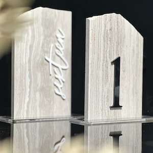 3D Marble Stone Table Numbers | Wedding Unique Signage | Custom Layered ...