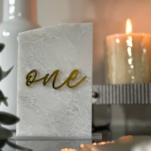 3D Marble Stone Table Numbers Wedding Unique Signage Custom Layered ...