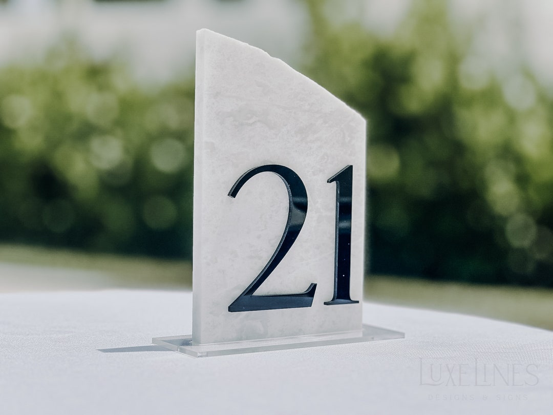 3D Marble Stone Table Numbers | Wedding Unique Signage | Custom Layered ...