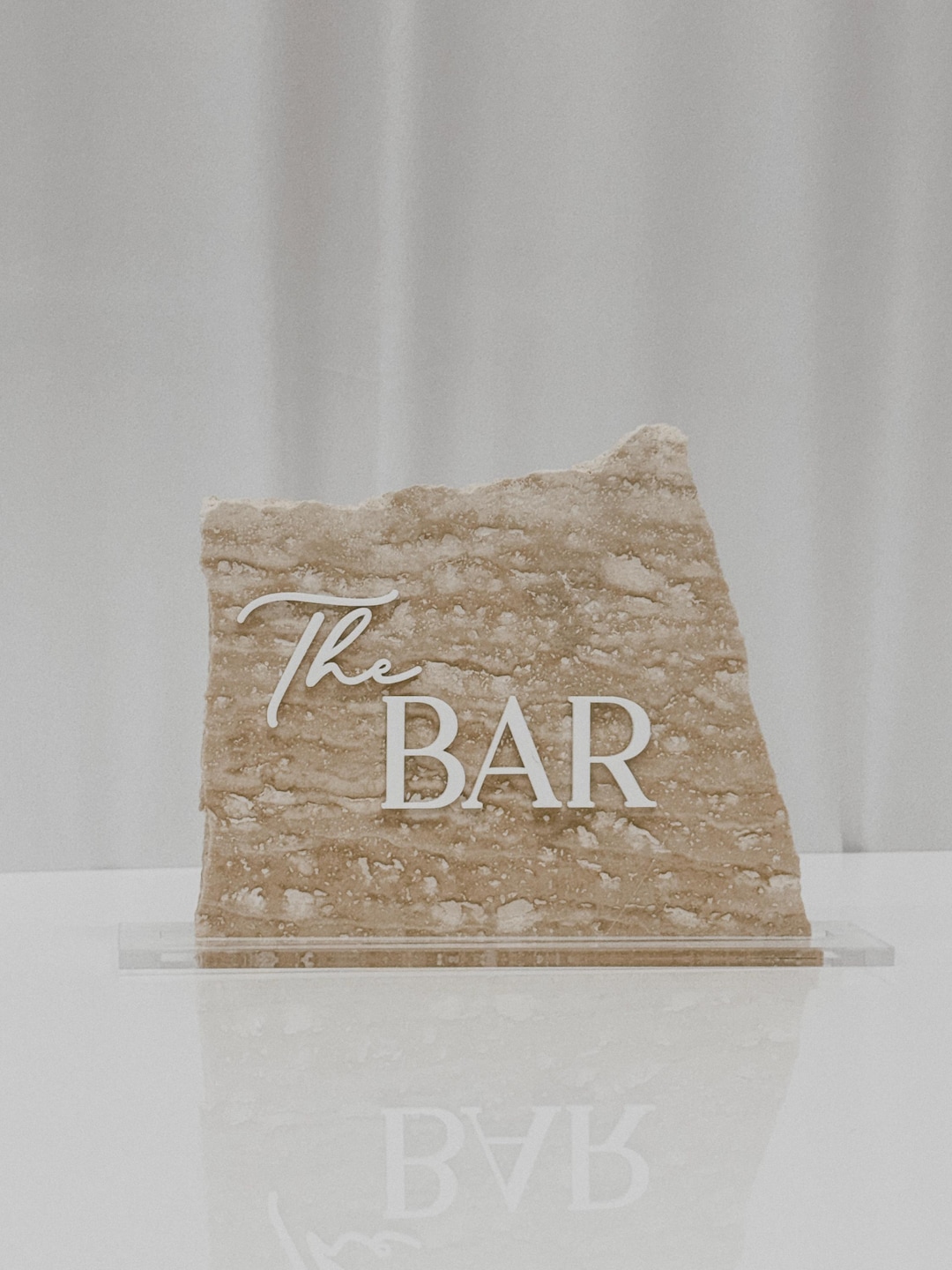 Travertine Stone 3D Bar Table Sign | Wedding Sign | Modern Wedding ...