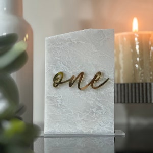 3D Marble Stone Table Numbers Wedding Unique Signage Custom Layered ...