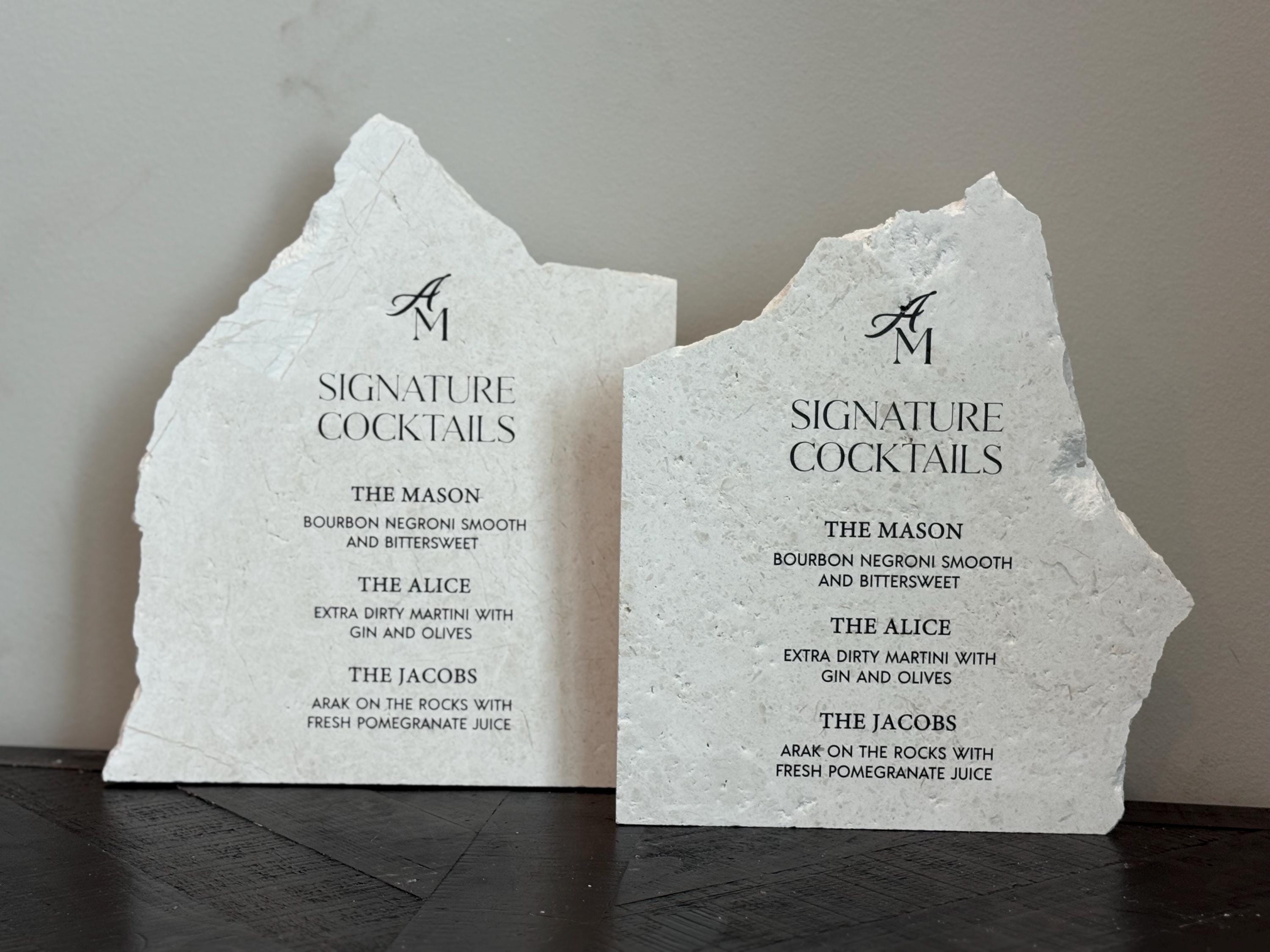 Marble Stone Bar Sign | Wedding Unique Signage | Menu Sign | Drink Sign ...