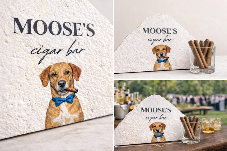 Custom Dog Cigar Bar Sign | Wedding Cigar Bar Decor | Personalized ...
