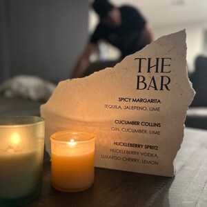Marble Stone Bar Sign Wedding Unique Signage Menu Sign, Drink Sign, Bar ...