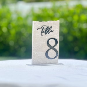3D Marble Stone Table Numbers | Wedding Unique Signage | Custom Layered ...