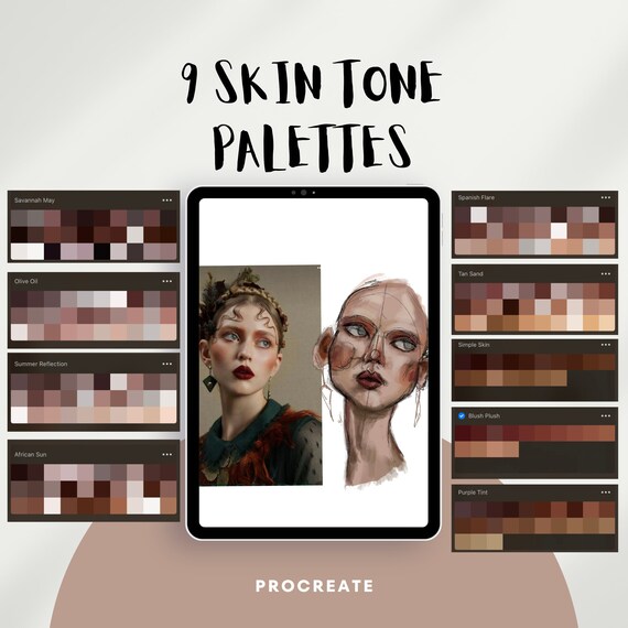 10 Skin Tone Procreate Palettes Professional Set of Basic - Etsy