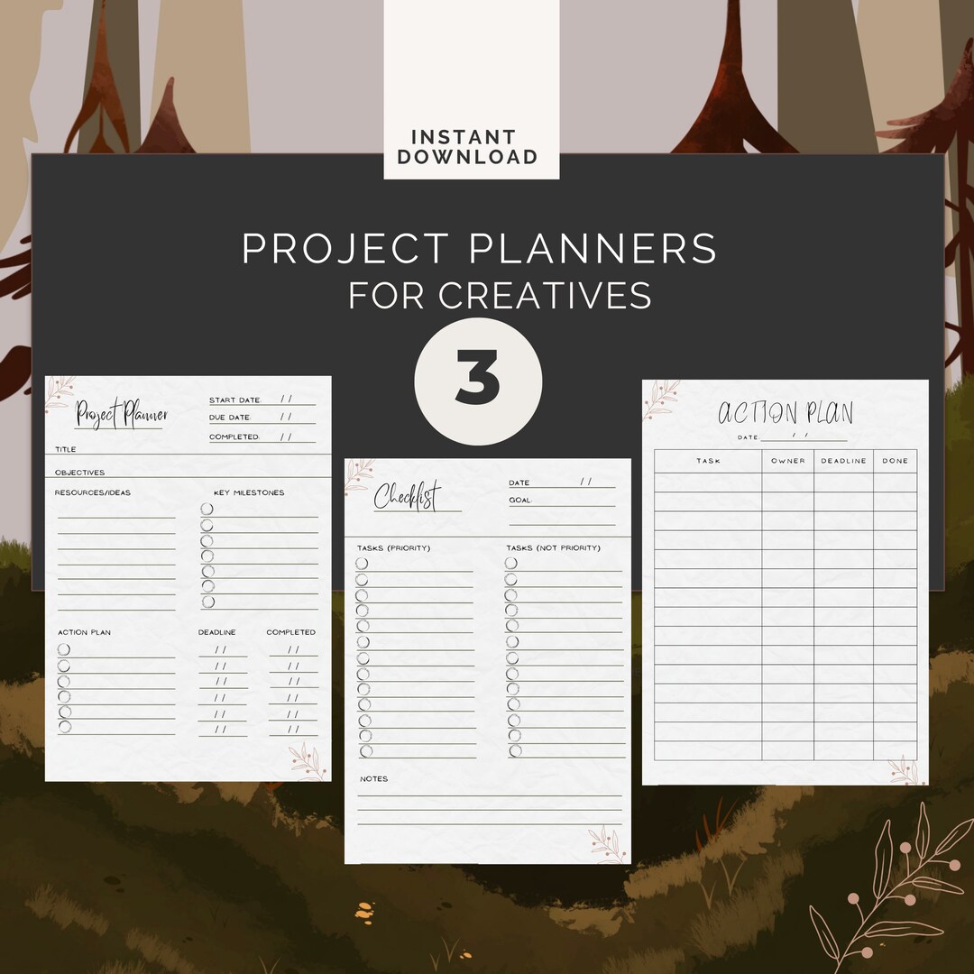 3 Set Project Planner, Editable and Printable Canva Template, Printable ...